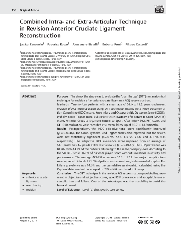 (PDF) Combined Intra and Extra-Articular Technique in Revision Anterior ...