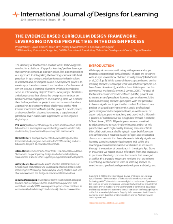 (PDF) The Evidence Based Curriculum Design Framework: Leveraging ...