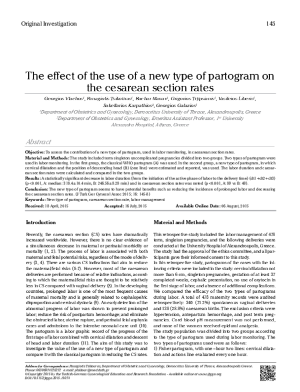 (PDF) The effect of the use of a new type of partogram on the cesarean ...