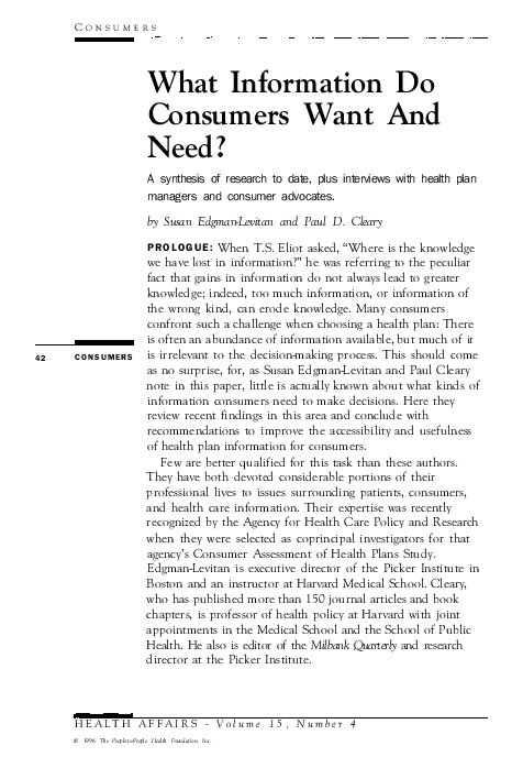 (PDF) What information do consumers want and need?