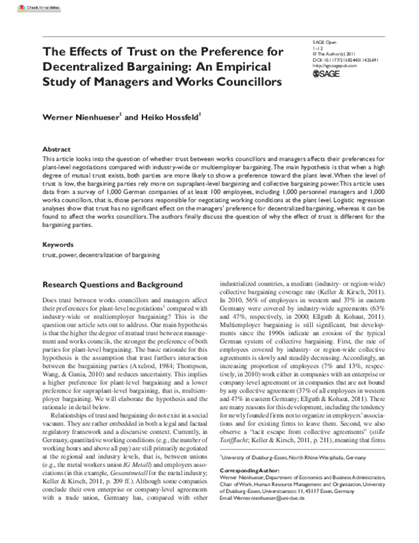 (PDF) The Effects of Trust on the Preference for Decentralized ...
