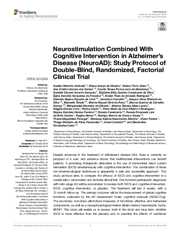 (PDF) Neurostimulation Combined With Cognitive Intervention in ...