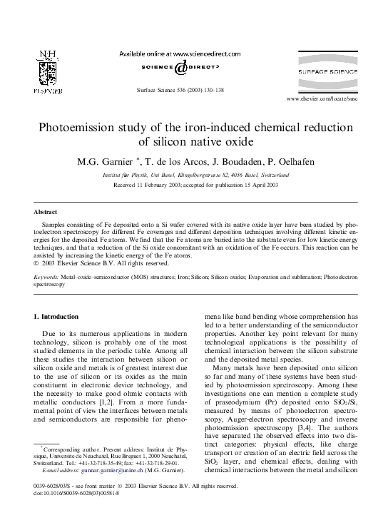 (PDF) Photoemission study of the iron-induced chemical reduction of ...