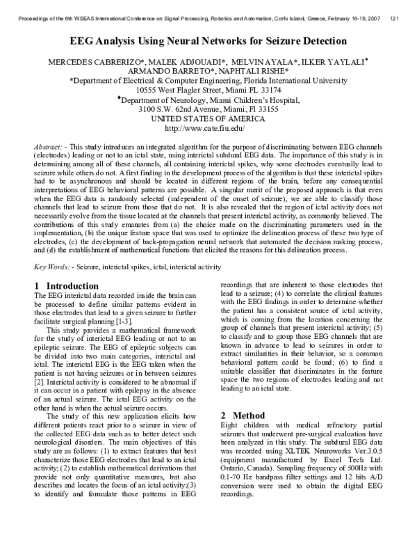 (PDF) EEG analysis using neural networks for seizure detection | Mercedes Cabrerizo - Academia.edu