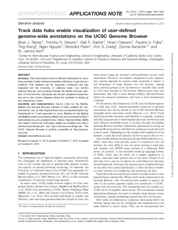 (PDF) Track data hubs enable visualization of user-defined genome-wide ...