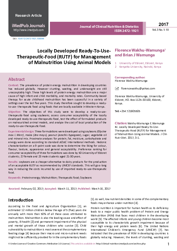 (PDF) Locally Developed Ready-To-Use-Therapeutic-Food (RUTF) for ...