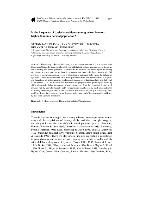 PDF Is The Frequency Of Dyslexic Problems Among Prison Inmates Higher pdf-is-the-frequency-of-dyslexic-problems-among-prison-inmates-higher