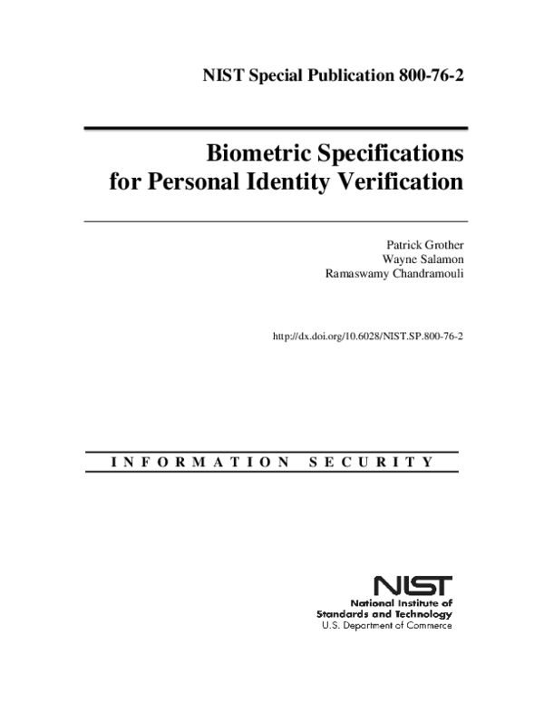 (PDF) Biometric Specifications for Personal Identity Verification