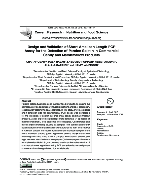 (PDF) Design and Validation of Short-Amplicon Length PCR Assay for the ...