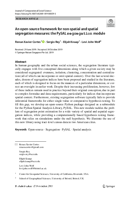 Pdf An Open Source Framework For Non Spatial And Spatial Segregation
