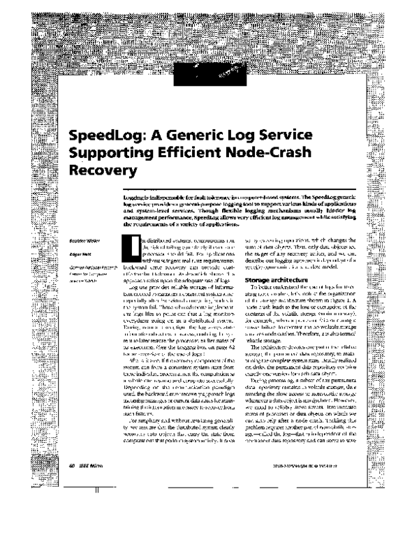 (PDF) SpeedLog: a generic log service supporting efficient node-crash recovery