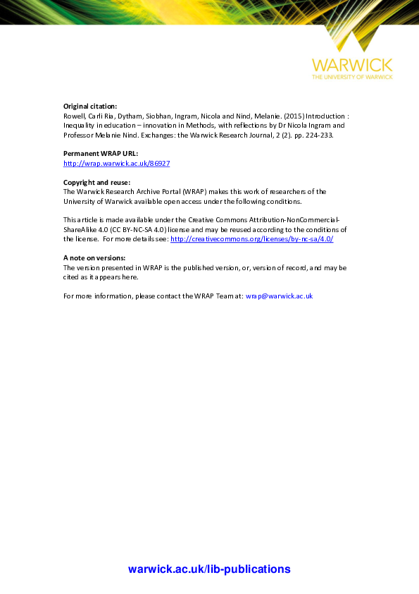 (PDF) Introduction: Inequality in Education – Innovation in Methods ...