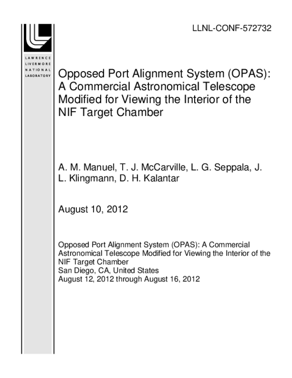 (PDF) Opposed port alignment system (OPAS): a commercial astronomical ...