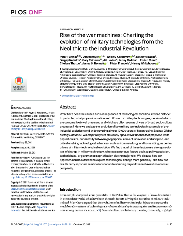 (PDF) Rise of the war machines. : Charting the evolution of military ...