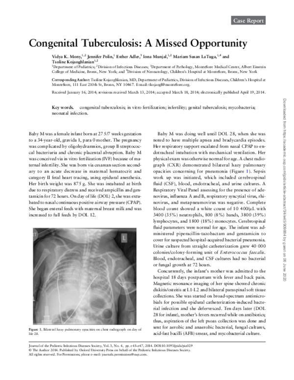 (PDF) Congenital Tuberculosis in a Neonate: A Case Report and ...