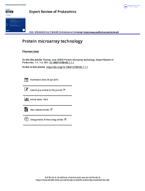 (PDF) Protein microarray technology