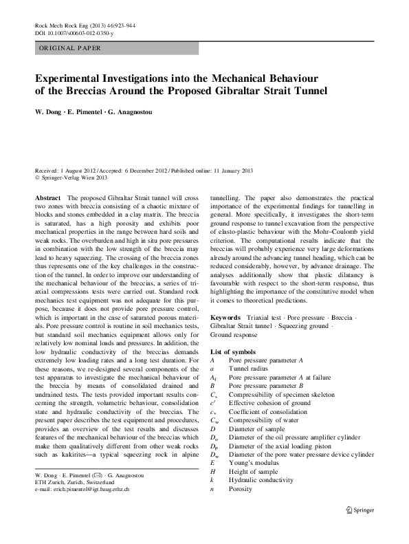 (PDF) Experimental Investigations into the Mechanical Behaviour of the ...