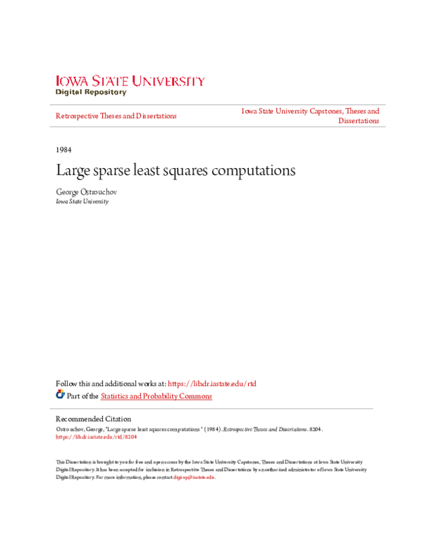 Pdf Large Sparse Least Squares Computations George Ostrouchov