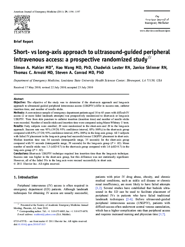 (PDF) Short- vs long-axis approach to ultrasound-guided peripheral ...