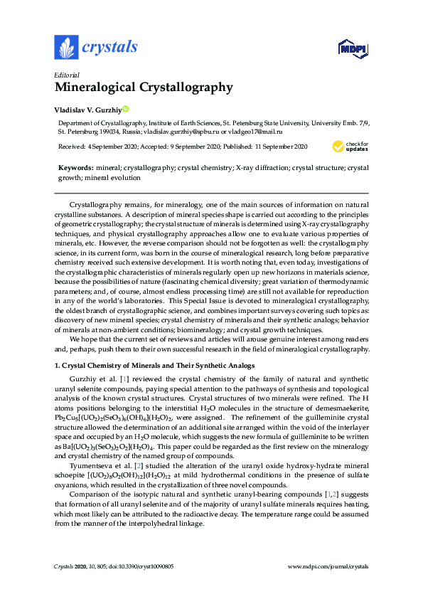 (PDF) Mineralogical Crystallography