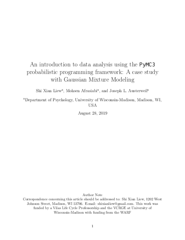 (PDF) An introduction to data analysis using the PyMC3 probabilistic programming framework: A ...
