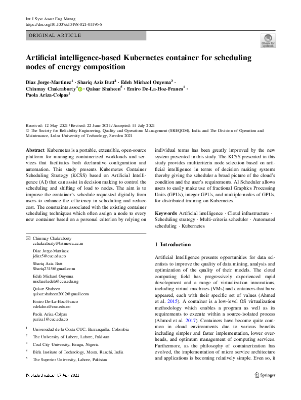 Pdf Artificial Intelligence Based Kubernetes Container For Scheduling