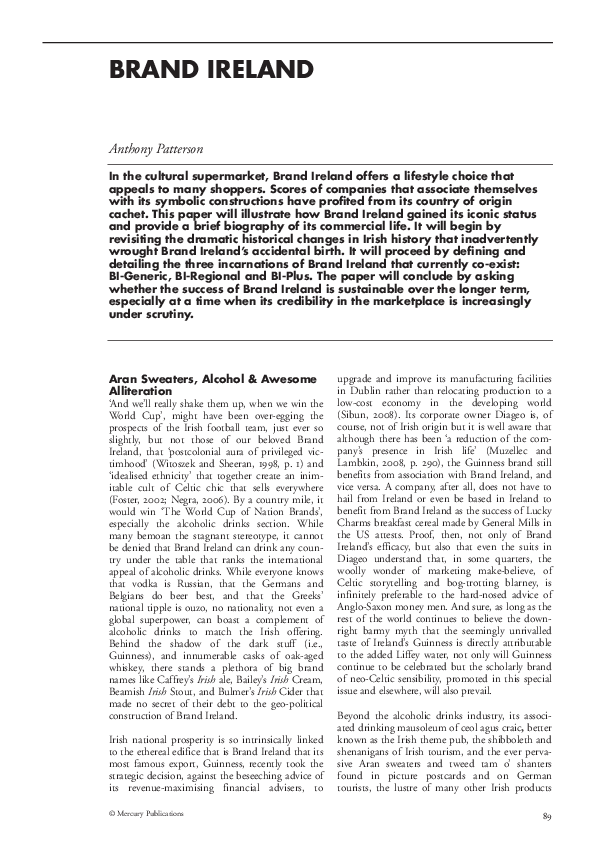 (PDF) Brand Ireland, Irish Marketing Review, Volume 20, Number 2