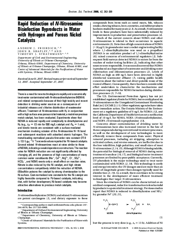 (PDF) Rapid Reduction of N -Nitrosamine Disinfection Byproducts in ...