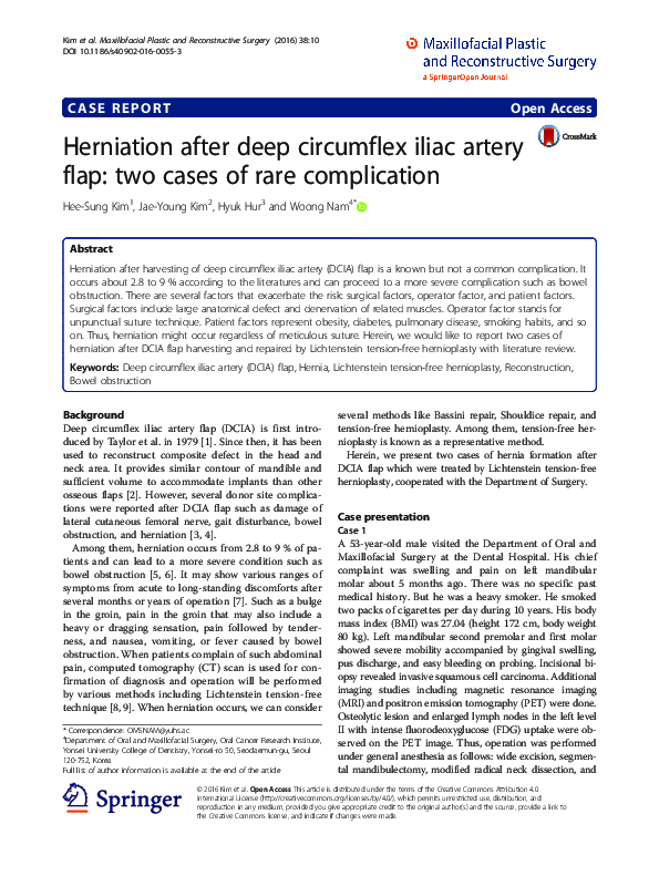 (PDF) Herniation after deep circumflex iliac artery flap: two cases of ...