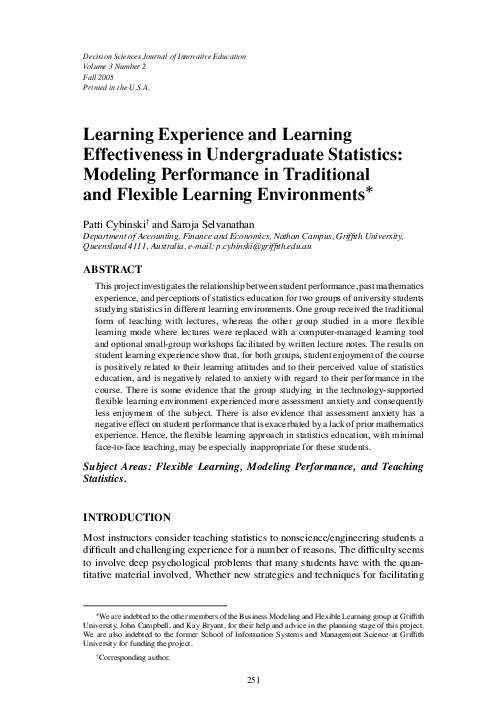 (PDF) Learning Experience and Learning Effectiveness in Undergraduate ...