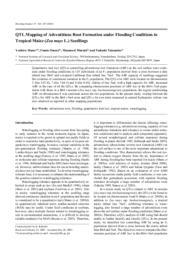 (PDF) QTL Mapping of Adventitious Root Formation under Flooding ...