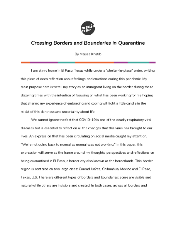(PDF) Crossing Borders and Boundaries in Quarantine | Maissa Khatib ...