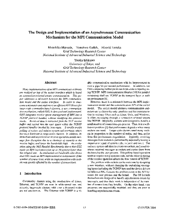 Pdf The Design And Implementation Of An Asynchronous Communication