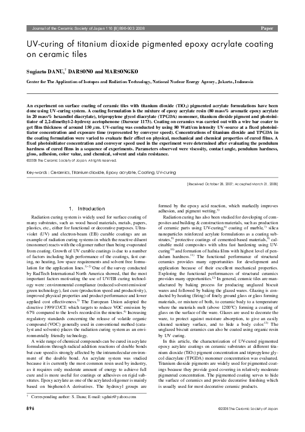 (PDF) UV-curing of titanium dioxide pigmented epoxy acrylate coating on ...