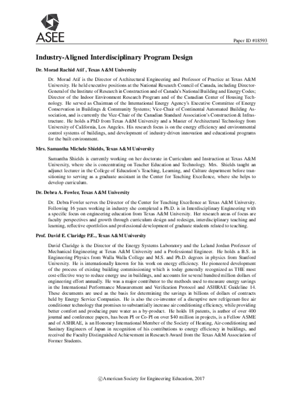 (PDF) Industry-Aligned Interdisciplinary Program Design