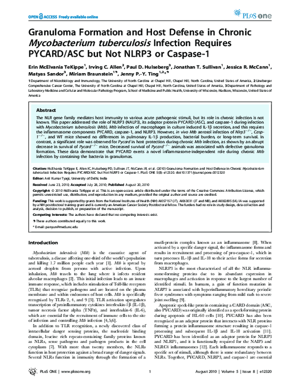 (PDF) Granuloma Formation and Host Defense in Chronic Mycobacterium ...