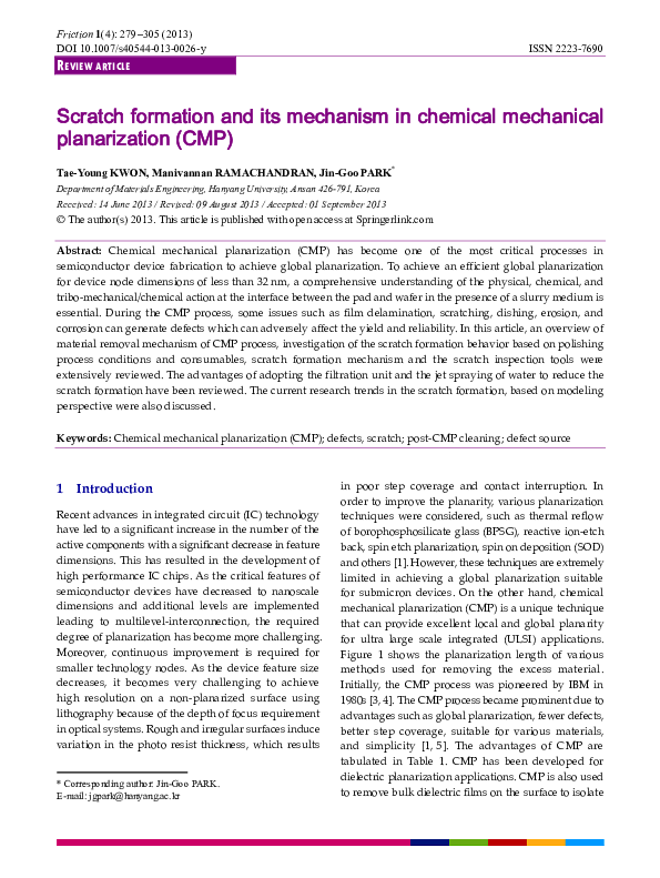 (PDF) Scratch formation and its mechanism in chemical mechanical ...