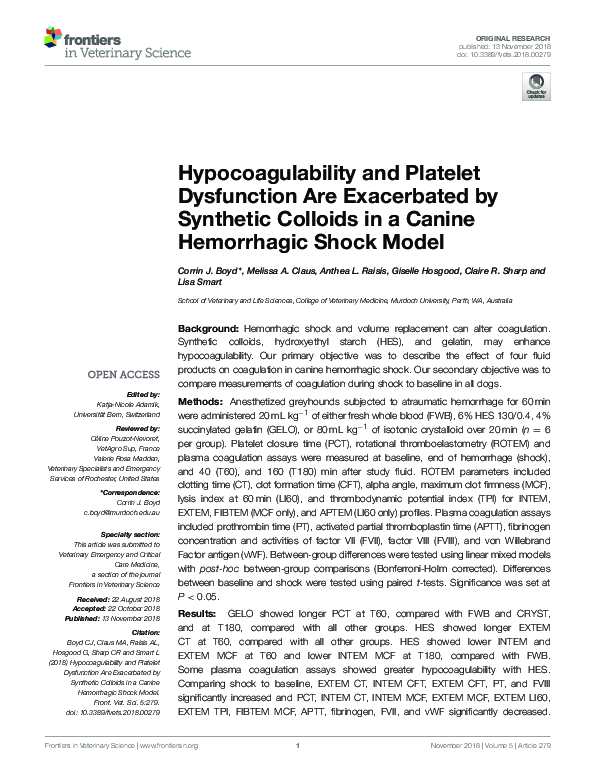 (PDF) Hypocoagulability and Platelet Dysfunction Are Exacerbated by ...