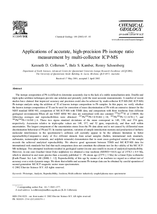 (PDF) Applications of accurate, high-precision Pb isotope ratio ...