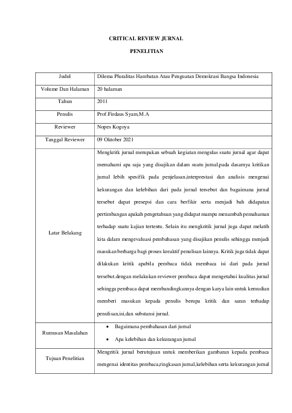 (PDF) CRITICAL REVIEW JURNAL PENELITIAN
