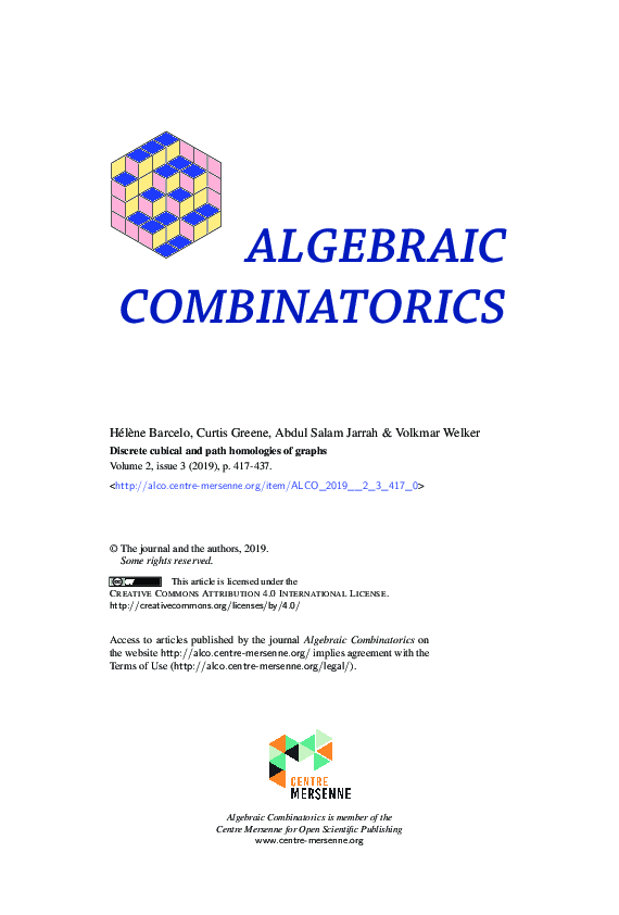 (PDF) Discrete cubical and path homologies of graphs