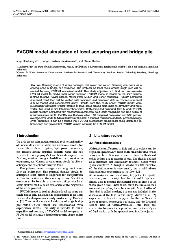 (PDF) FVCOM model simulation of local scouring around bridge pile