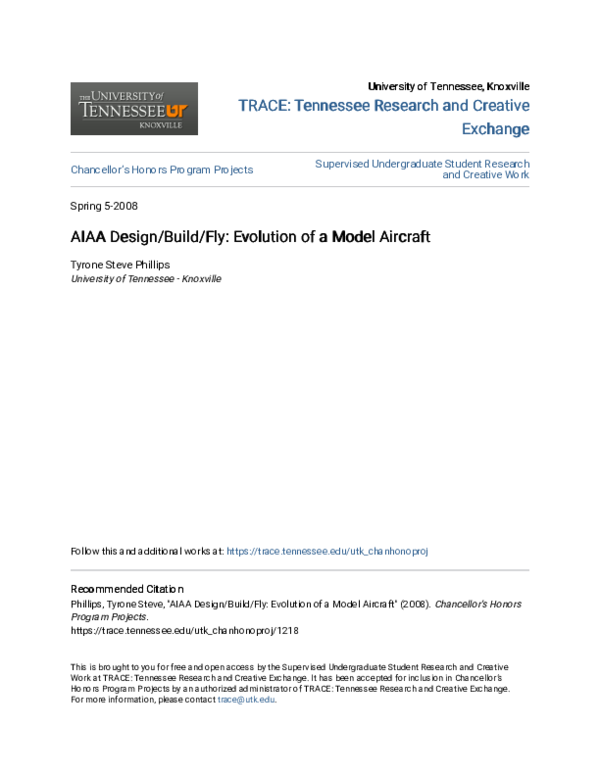 (PDF) AIAA Design/Build/Fly: Evolution of a Model Aircraft
