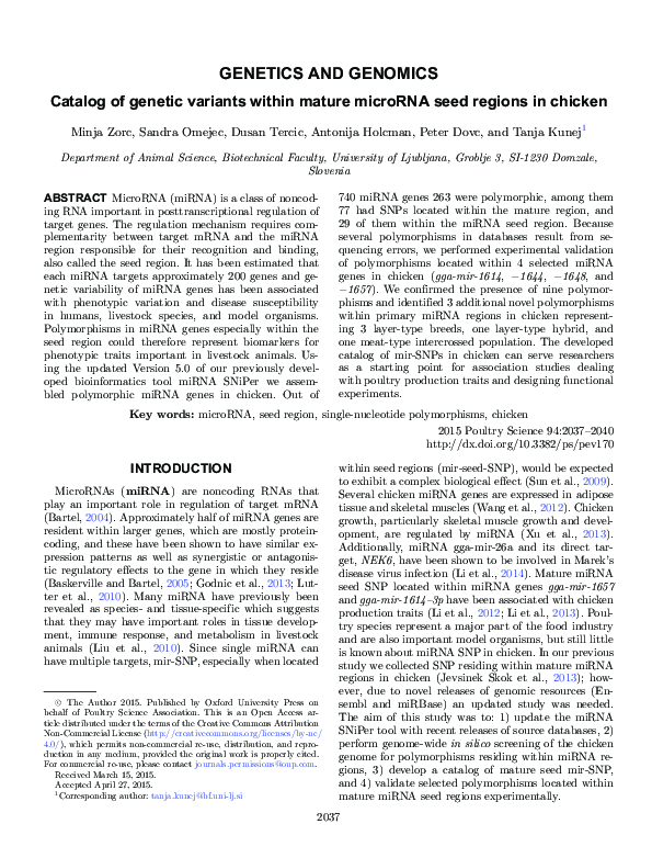 (PDF) Catalog of genetic variants within mature microRNA seed regions ...