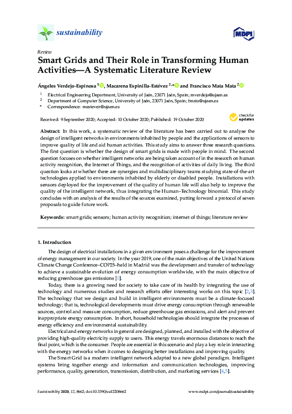 (PDF) Smart Grids and Their Role in Transforming Human Activities—A Systematic Literature Review