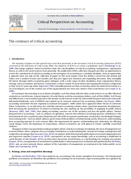 (PDF) The contours of critical accounting