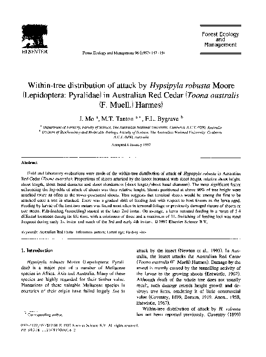 (PDF) Within-tree distribution of attack by Hypsipyla robusta Moore ...