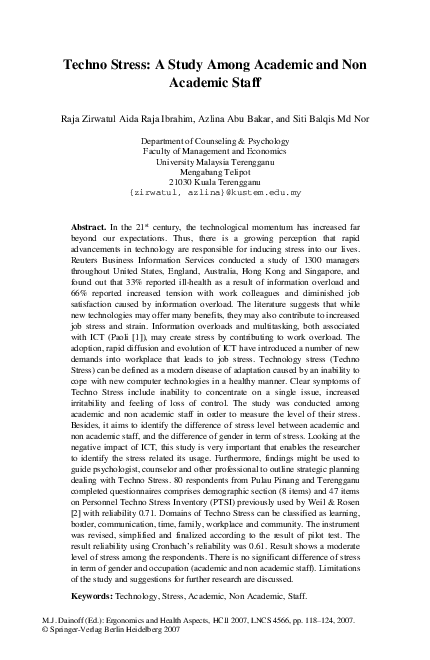 (PDF) Techno Stress: A Study Among Academic and Non Academic Staff