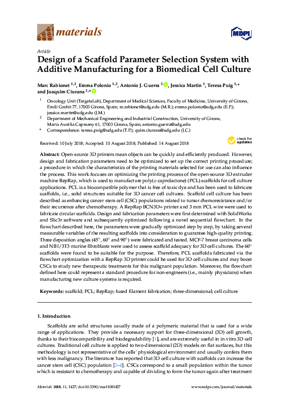(PDF) Design of a Scaffold Parameter Selection System with Additive ...