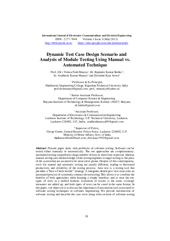 (PDF) Dynamic Test Case Design Scenario and Analysis of Module Testing ...